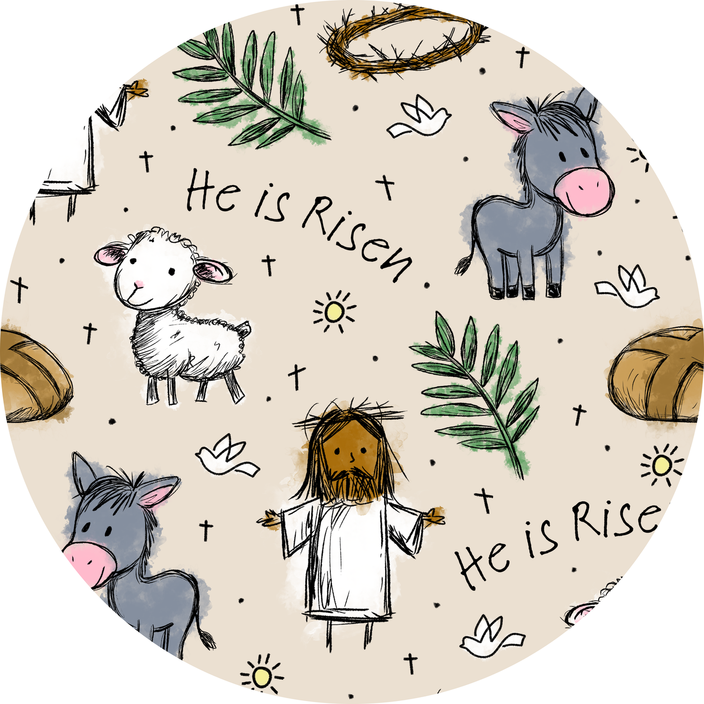 Easter "He Is Risen" Natural Colorway Bamboo Adult Straight Leg Style ...