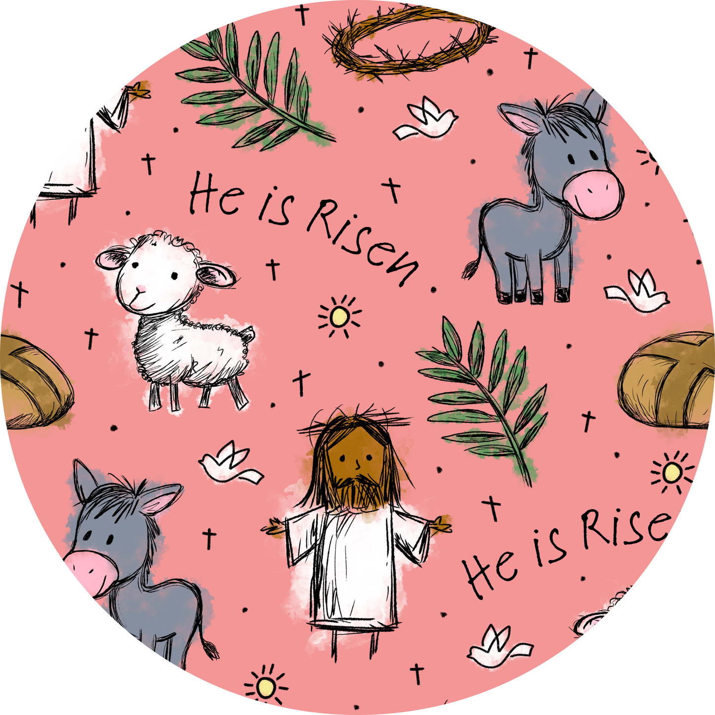 Easter "He Is Risen" Raspberry Colorway Piggy Bows (Set of 2) – Little ...